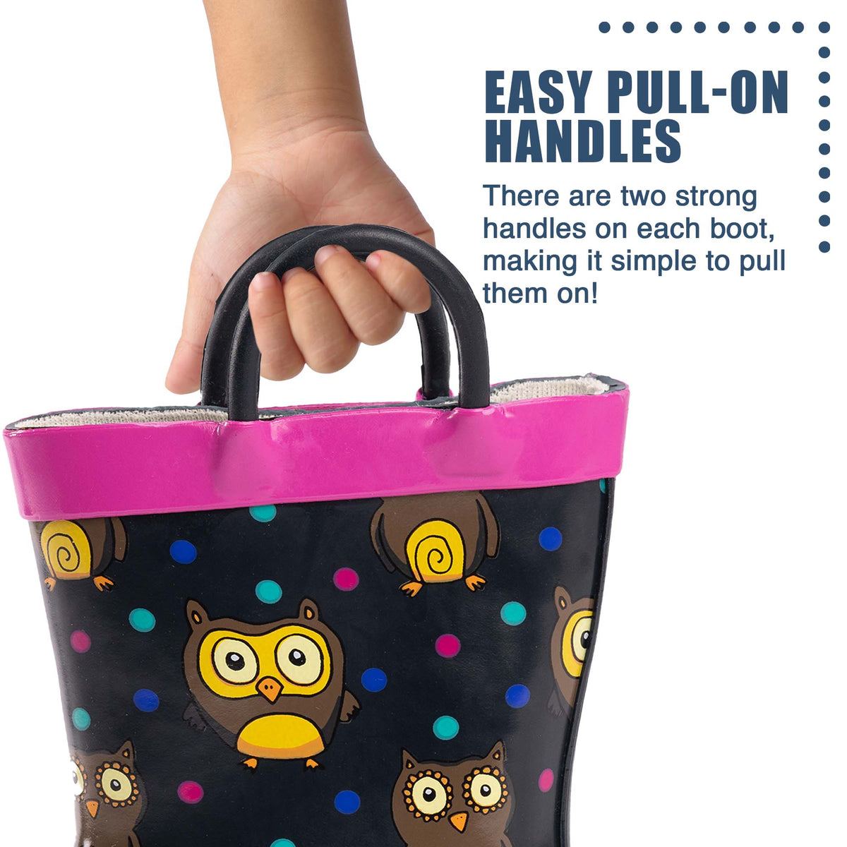 Norty Girls 11-3 Owls Rubber Rain Boot 16494 – The Norty Brand