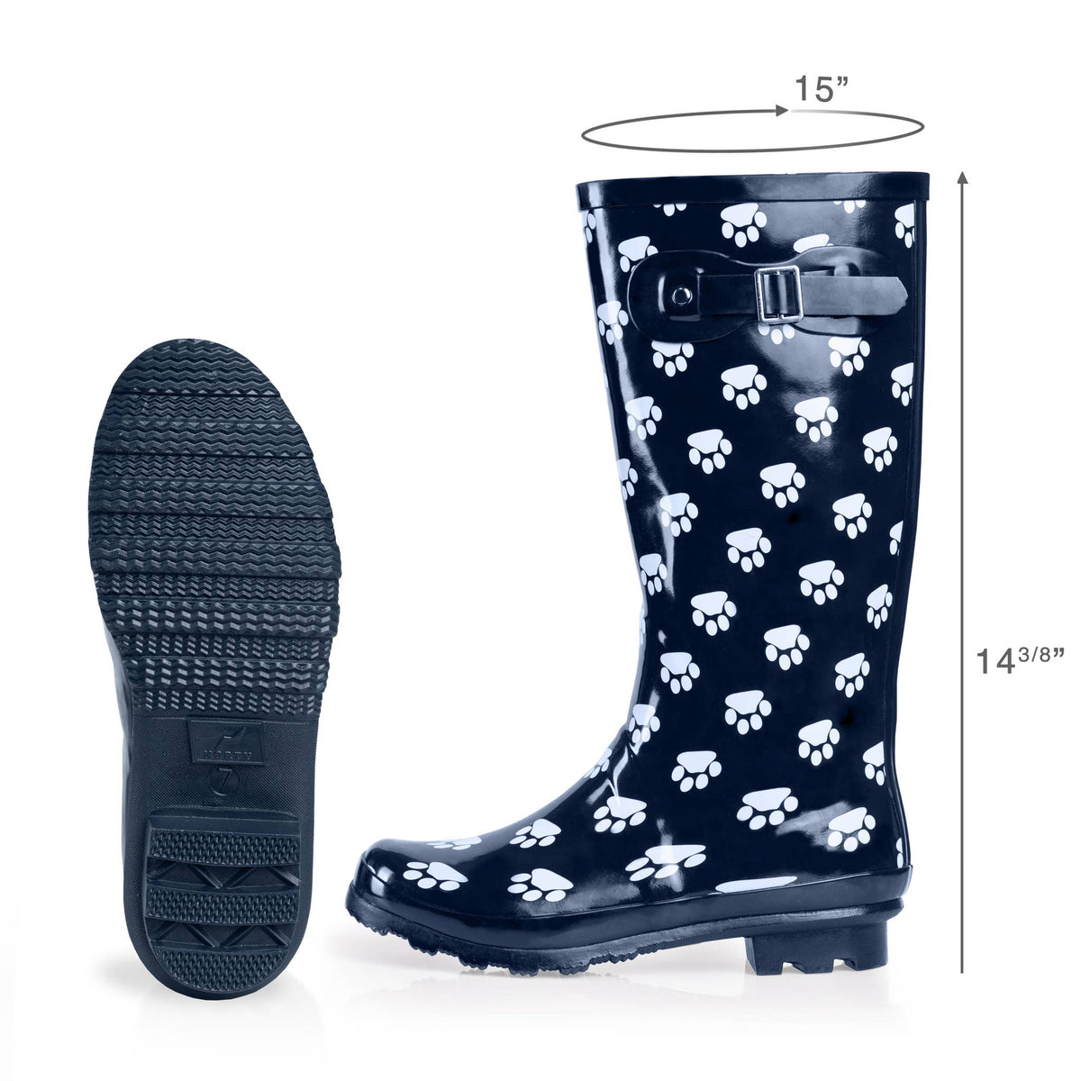 Norty Women Hi Calf 13 Rain Boot Navy Paw – The Norty Brand