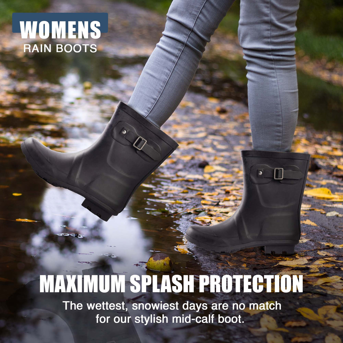 Norty Women 9 Calf Bootie Rain Boot Black Matte – The Norty Brand